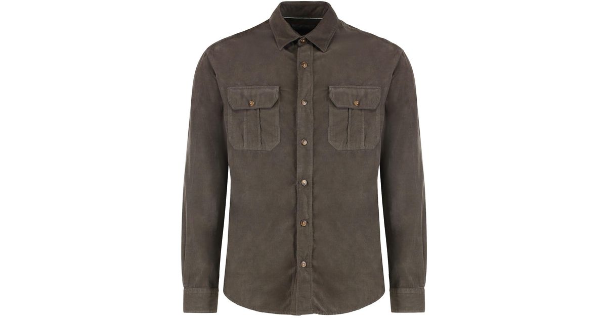 Canali Cotton Shirt in Brown for Men | Lyst UK