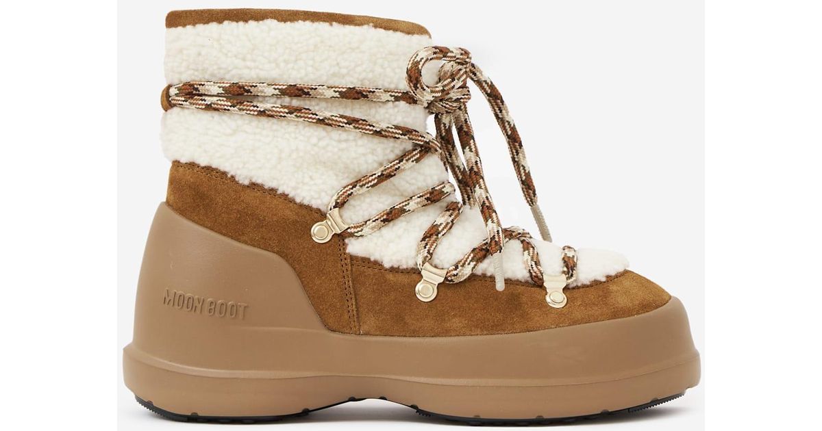 Moon Boot Mb Luna Shearling Boots in Natural | Lyst