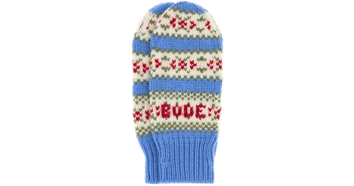 Bode Embroidered Wool Wedgewood Gloves in Blue for Men | Lyst UK