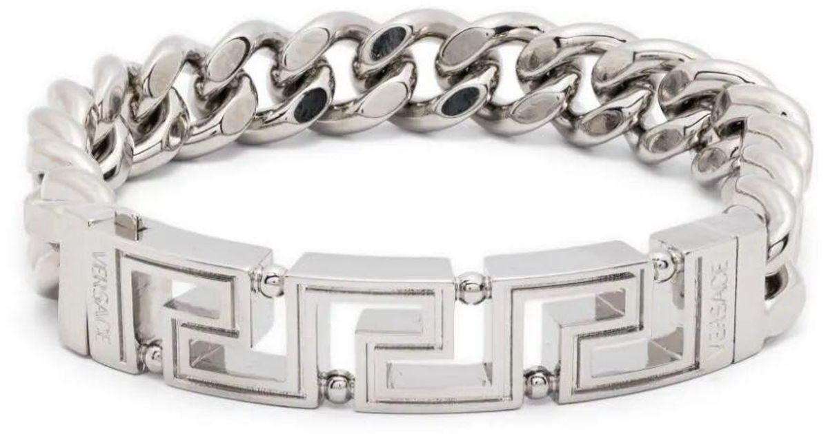 Versace Greca Chain Bracelet in White for Men | Lyst