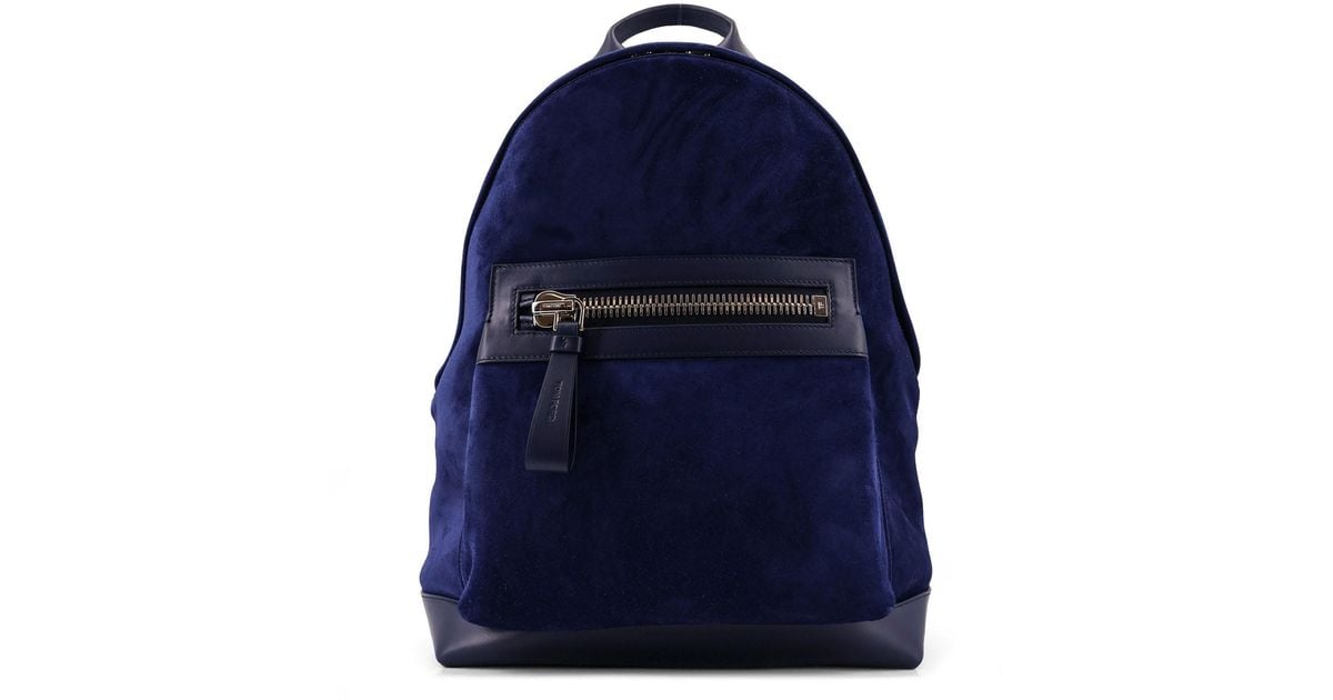 Tom Ford Suede Backpack With Maxi Zip On The Front in Blue for Men ...