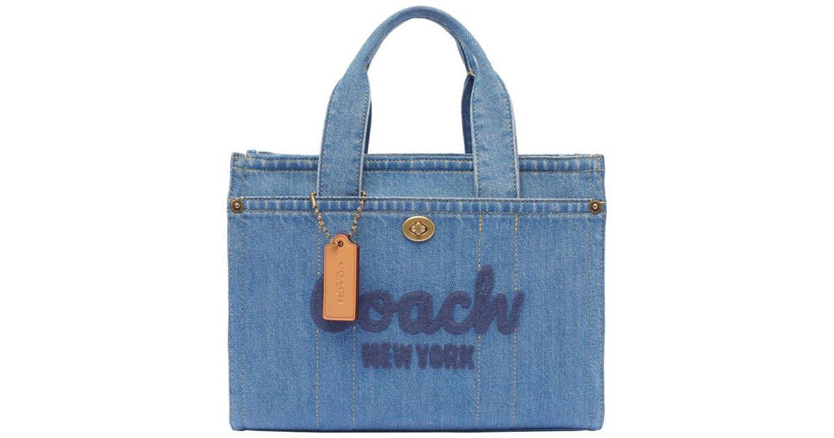 COACH Large Denim Cargo Tote Bag in Blue | Lyst