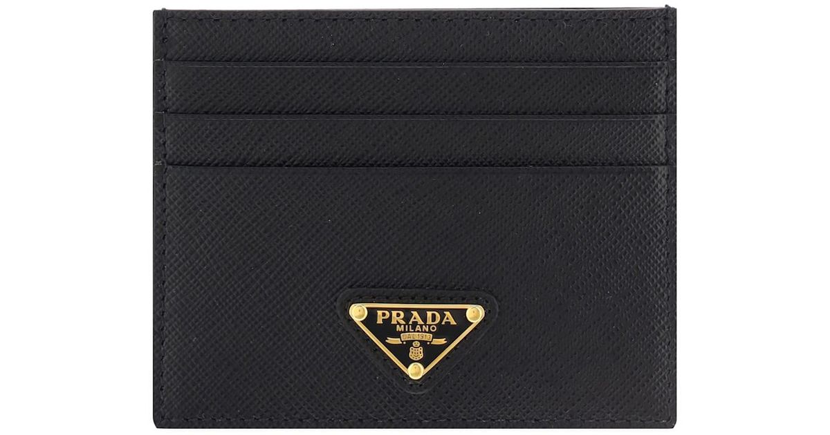 Prada Logoed Card Holder in Black | Lyst UK