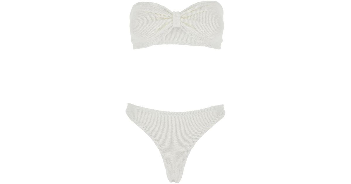 Hunza G Jean Bikini With Bandeau Design And Tonal Loops in White | Lyst UK