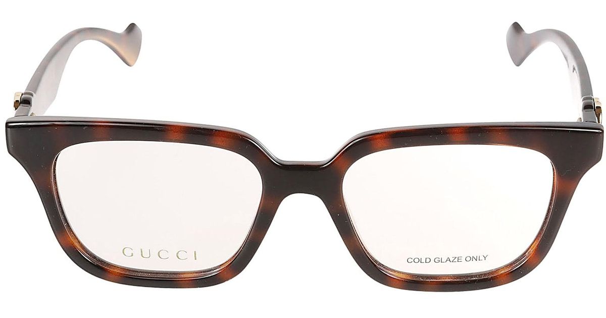 Gucci Gg Plaque Embossed Glasses in Natural | Lyst UK