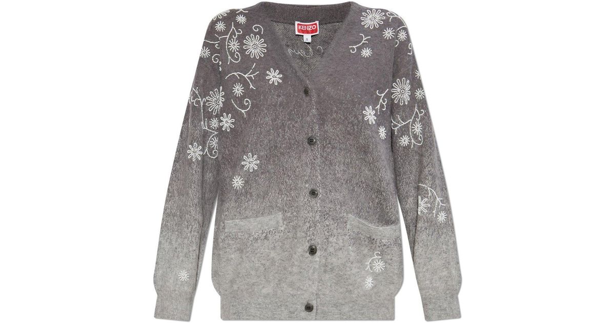 KENZO Cardigan With Beads, ' in Gray | Lyst