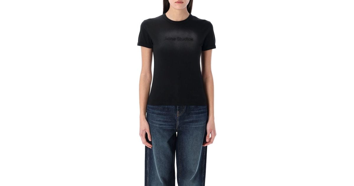 Acne Studios Logo T-Shirt in Black | Lyst UK