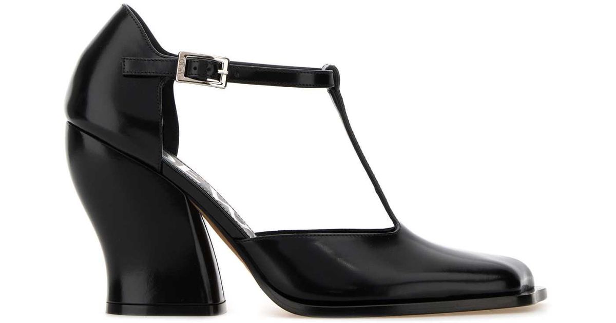Loewe Leather T-Bar Pumps in Black | Lyst UK