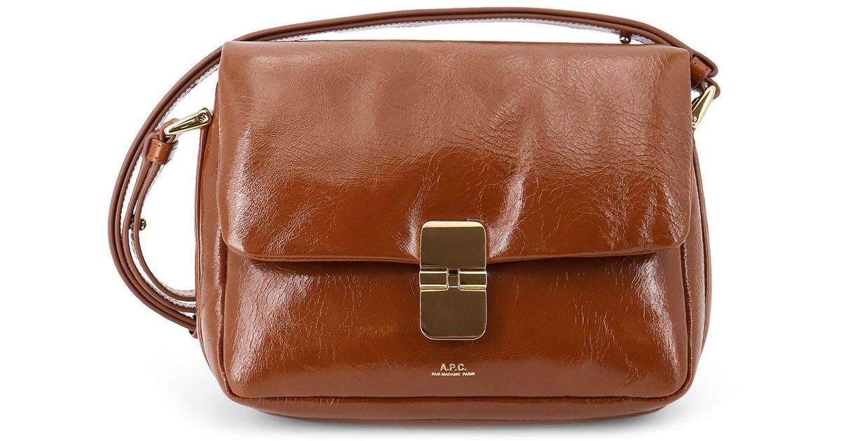 A.P.C. Grace Leather Shoulder Bag in Brown | Lyst UK