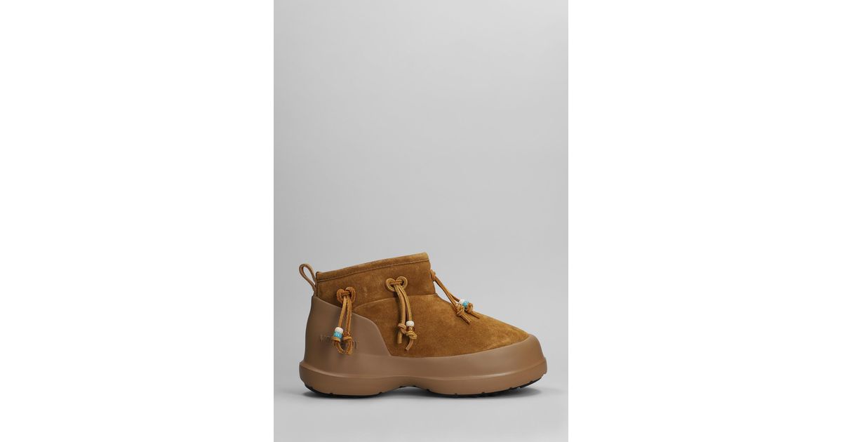 Moon Boot Mb Luna Low Suede Low Heels Ankle Boots in Brown | Lyst