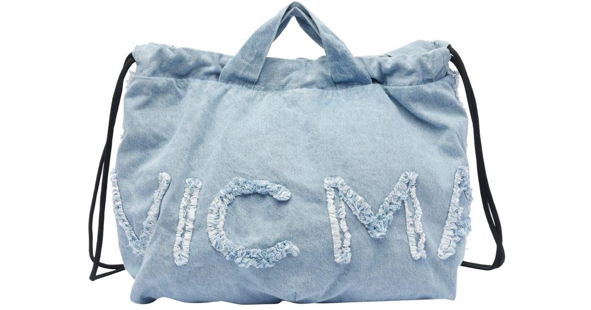 Vic Matié Penelope Denim Logo Backpack Bag in Blue | Lyst