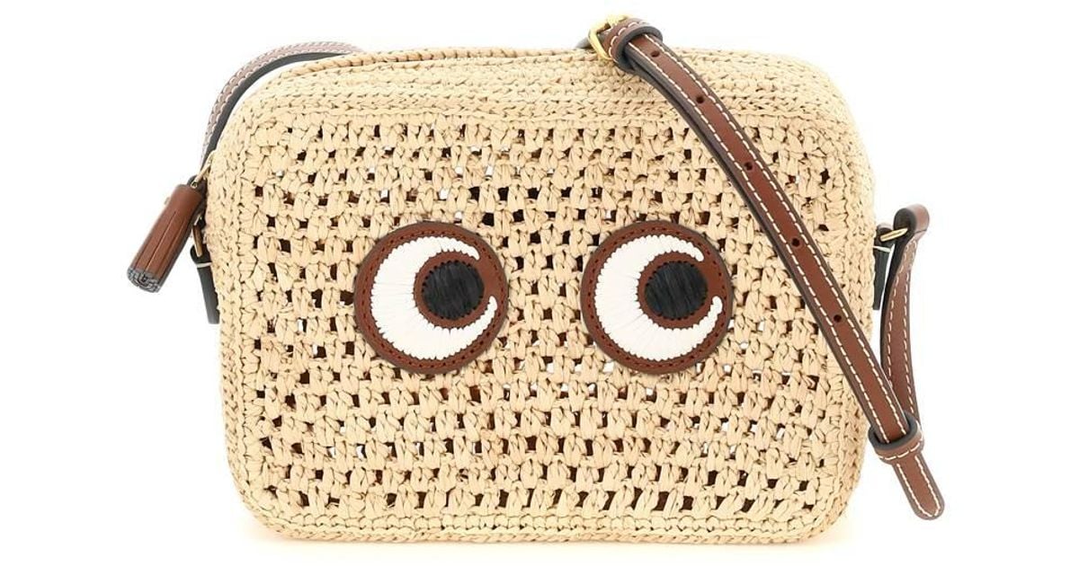 Anya Hindmarch Raffia Eyes Crossbody Bag in Metallic | Lyst