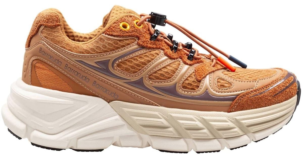 Barracuda Round-One Fabric And Suede Sneakers, Biscuit Color in Brown ...