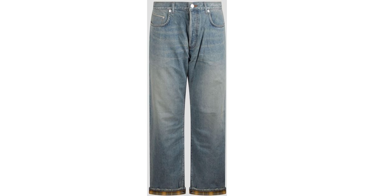 Dior Heritage Checked Jeans in Blue for Men | Lyst UK