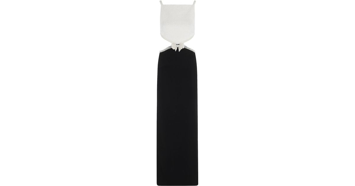 Self-Portrait Crepe Maxi Dress in Black | Lyst UK