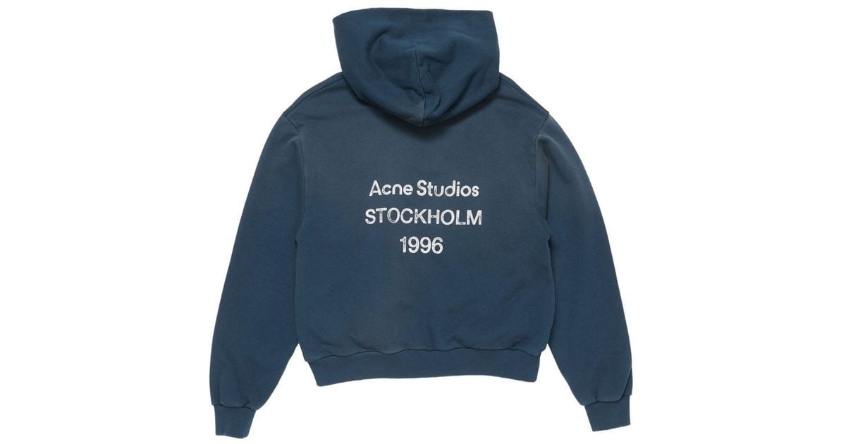 Acne Studios Logo Cotton Hoodie in Blue for Men | Lyst UK