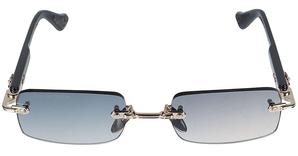 Chrome Hearts Rectangle Rimless Sunglasses in Blue | Lyst