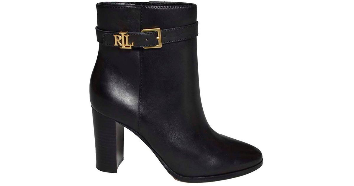 Ralph Lauren Bailey Zipped Boots in Black | Lyst