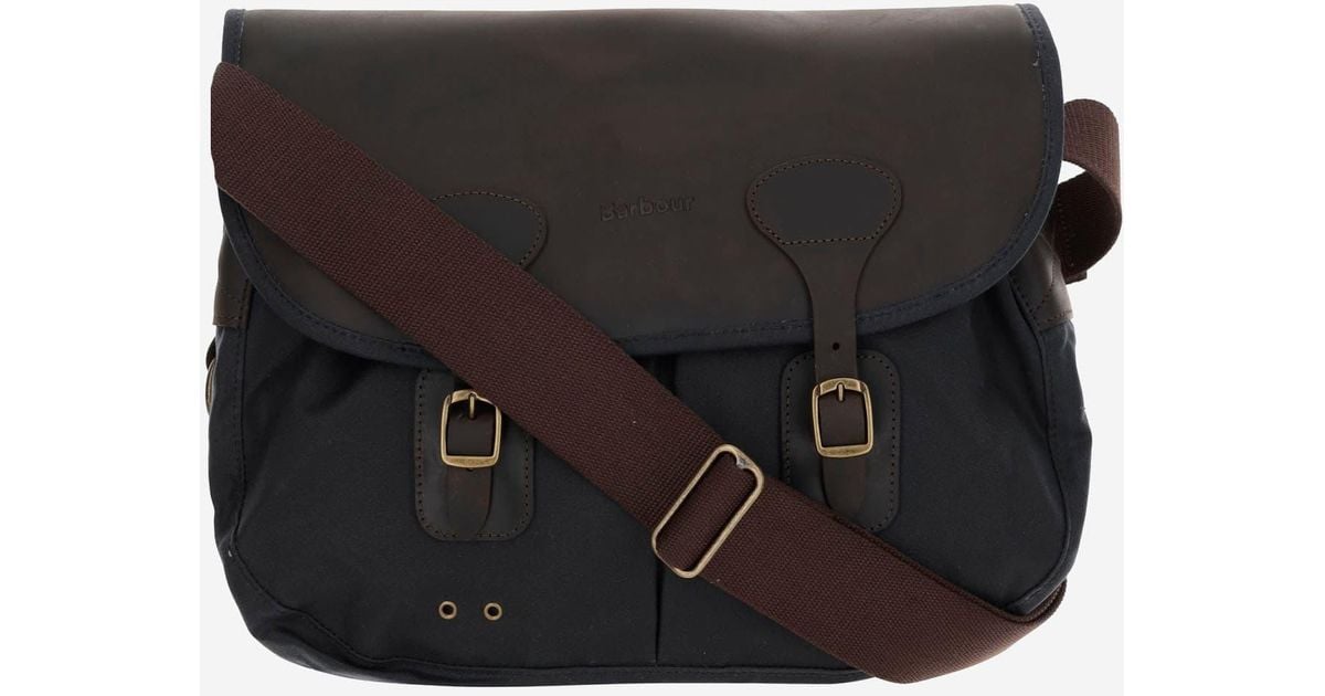 Barbour Waxed Cotton Leather Messenger Bag in Black for Men | Lyst