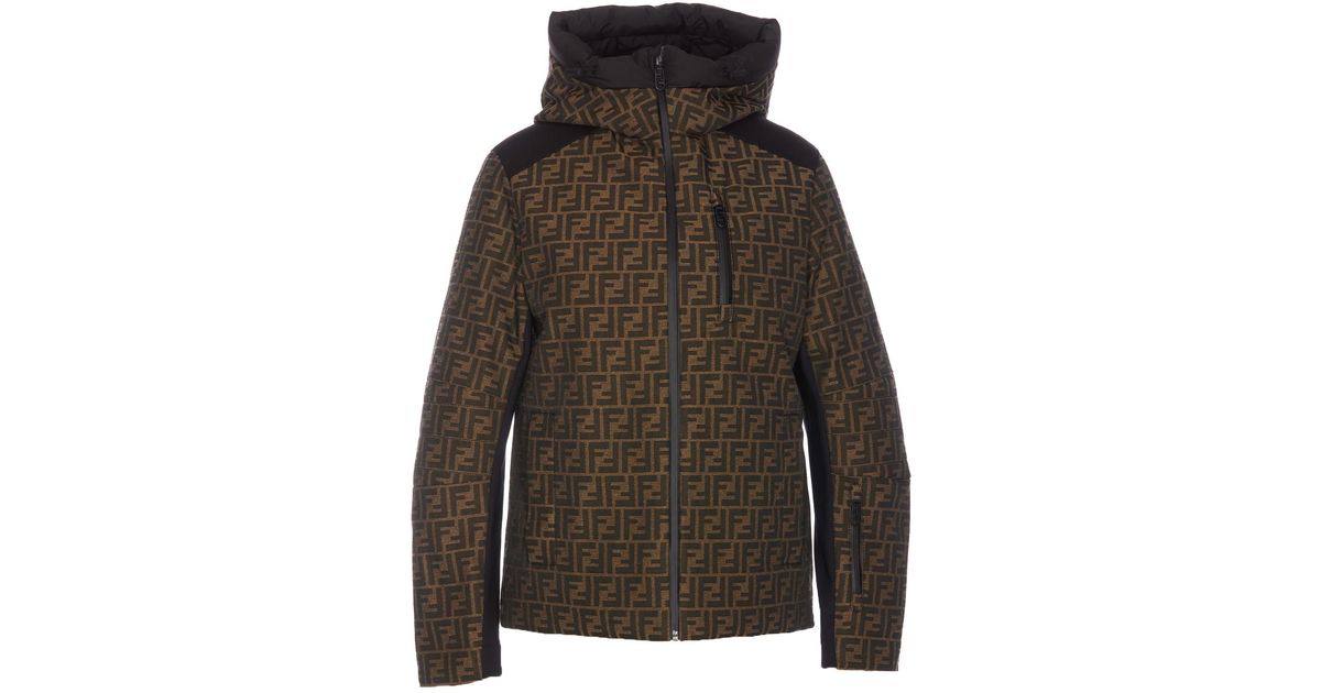 Fendi Ff Logo Ski Down Jacket in Green | Lyst