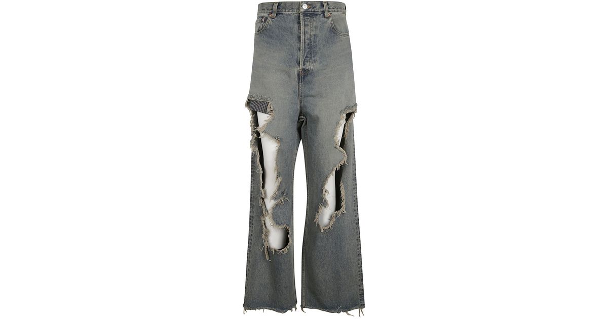Balenciaga Destroyed baggy Jeans in Gray for Men | Lyst