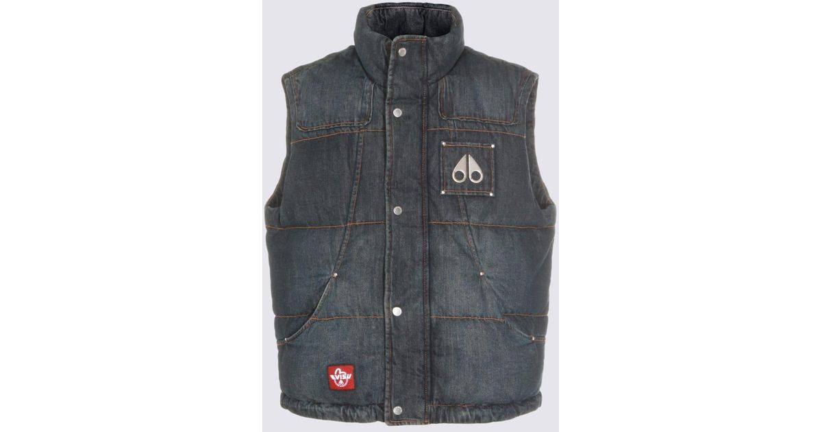 Moose Knuckles Denim Cotton Evisu Down Jacket in Grey for Men | Lyst UK
