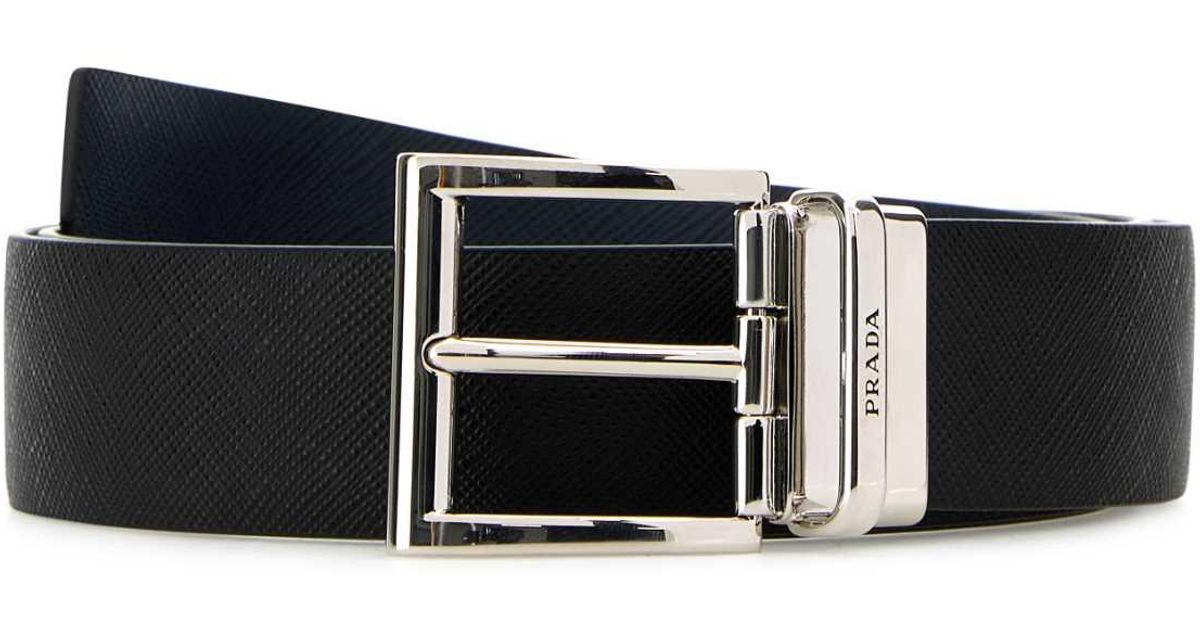 Prada Leather Reversible Belt in Black for Men | Lyst UK