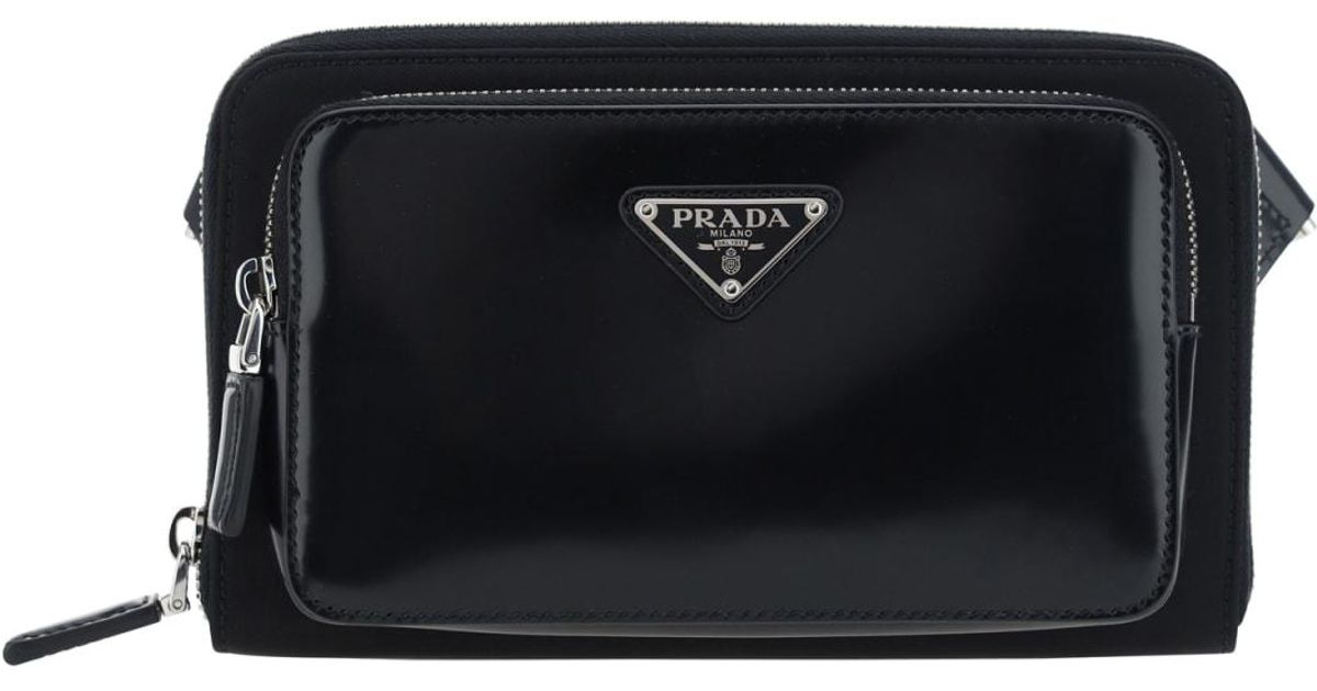 Prada Shoulder Fanny Pack in Black for Men | Lyst
