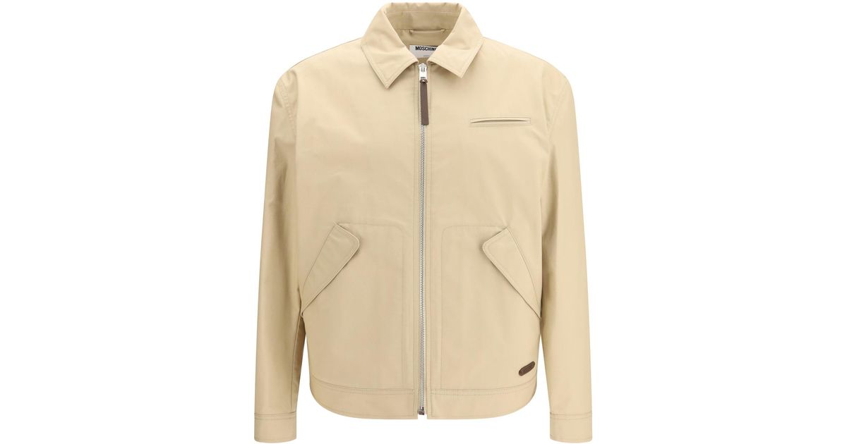 Moschino Zip Closure Jacket in Natural for Men | Lyst UK