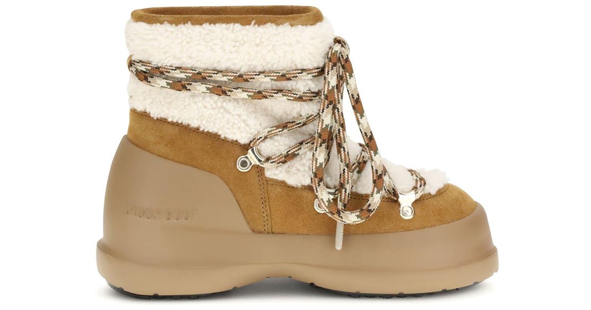 Moon Boot Luna Shearling Ankle Boots in White | Lyst UK