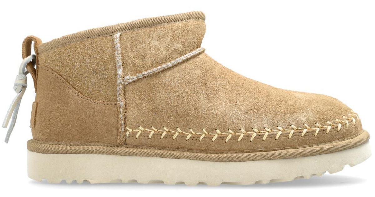 UGG Snow Boots 'Classic Ultra Mini Biarritz' in Natural | Lyst
