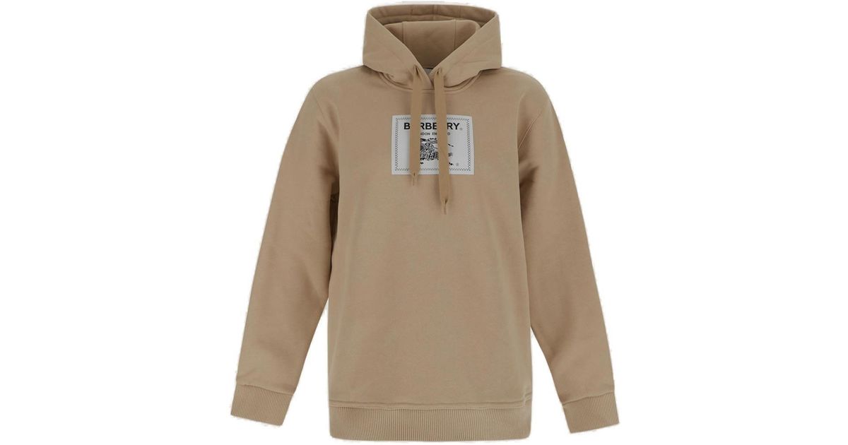 Burberry Prorsum Logo Cotton Jersey Hoodie in Natural for Men | Lyst