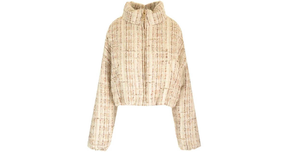 Khrisjoy Joy Cropped Puffer Jacket in Natural | Lyst