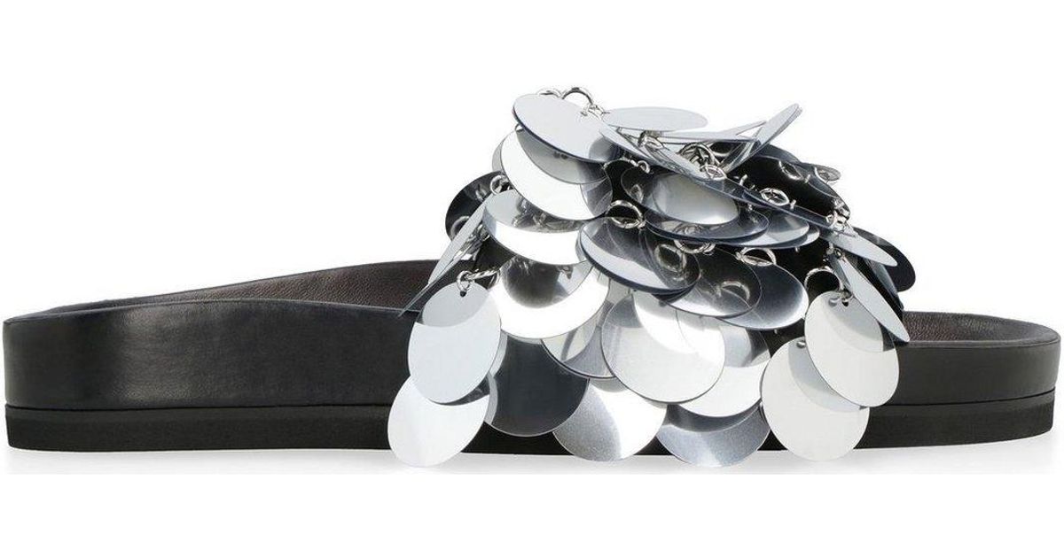 Rabanne Sparkle Decorative Applique Slides in Black | Lyst