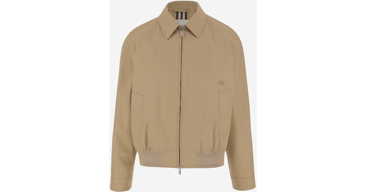 Burberry Cotton Gabardine Harrington Chester Jacket in Natural for Men ...