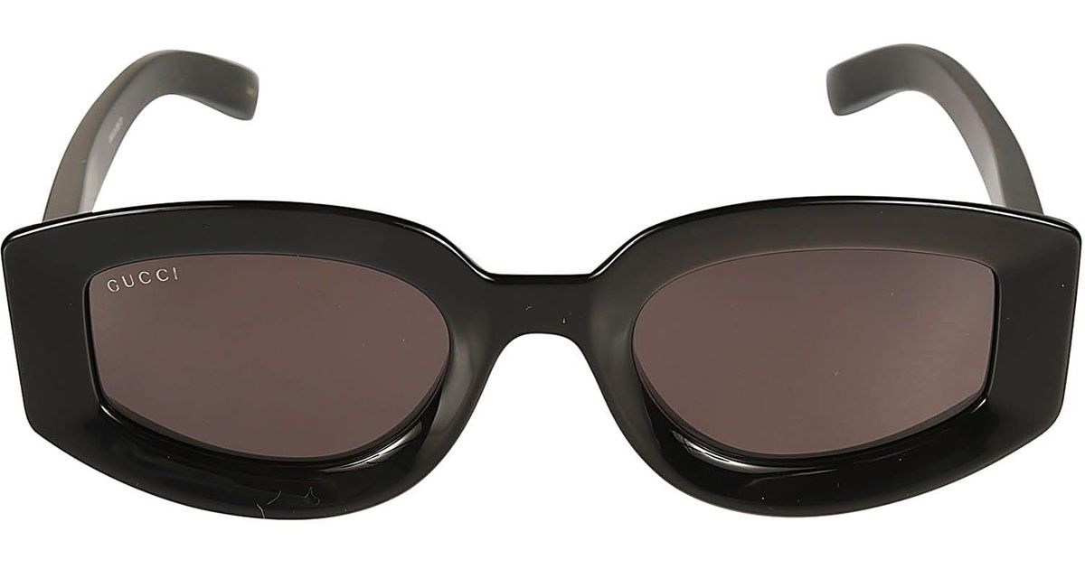 Gucci Curved Thick Logo Lens Sunglasses in Brown | Lyst