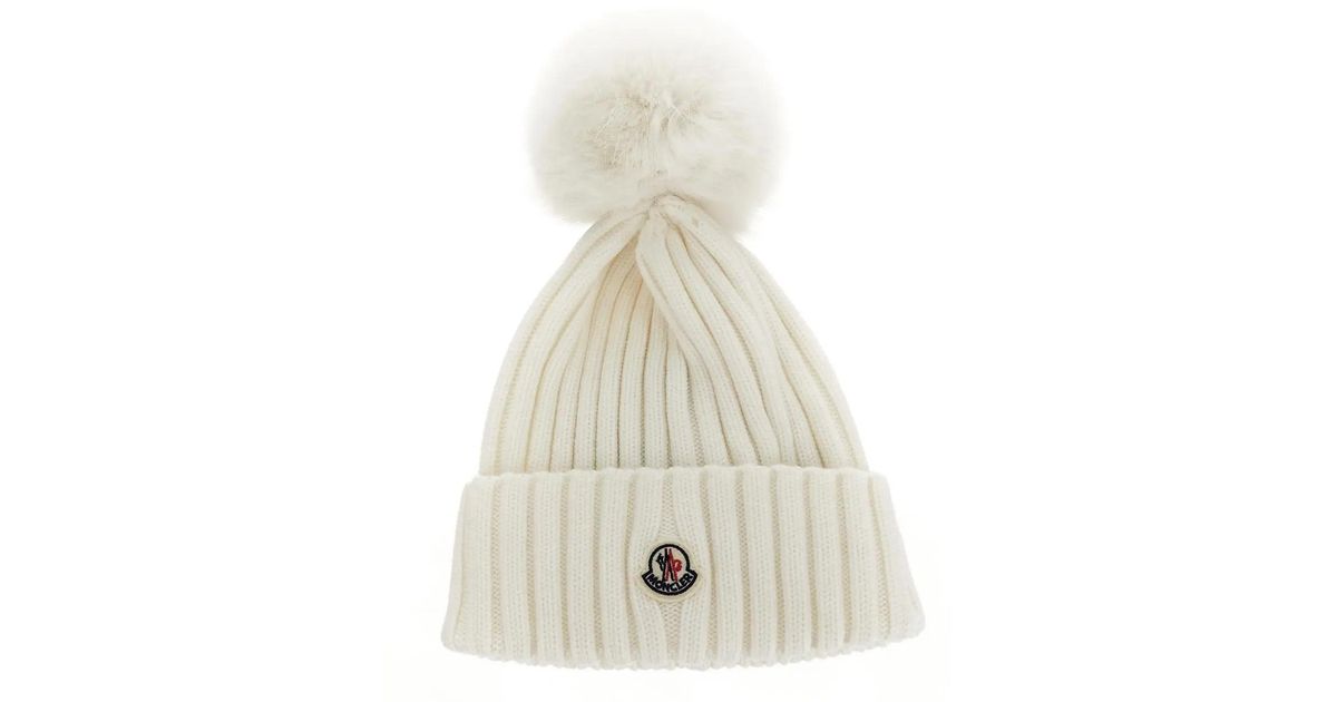 Moncler Hat Tricot in White | Lyst UK