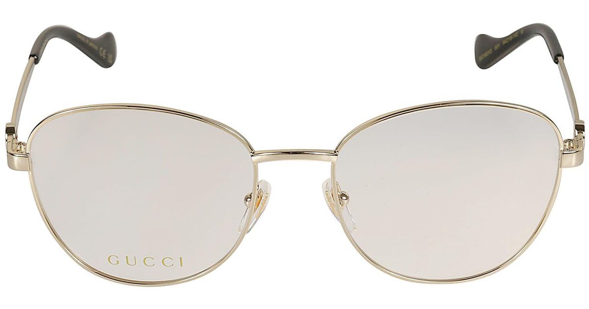 Gucci Logo Round Frame in Natural | Lyst