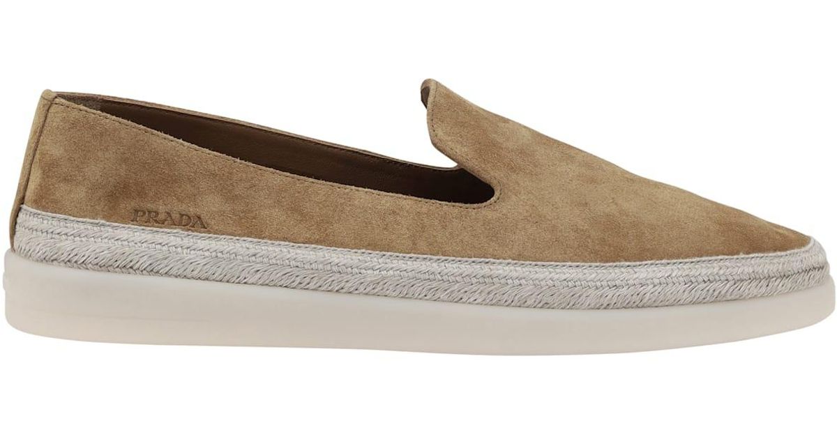 Prada Suade Loafers in Brown for Men | Lyst