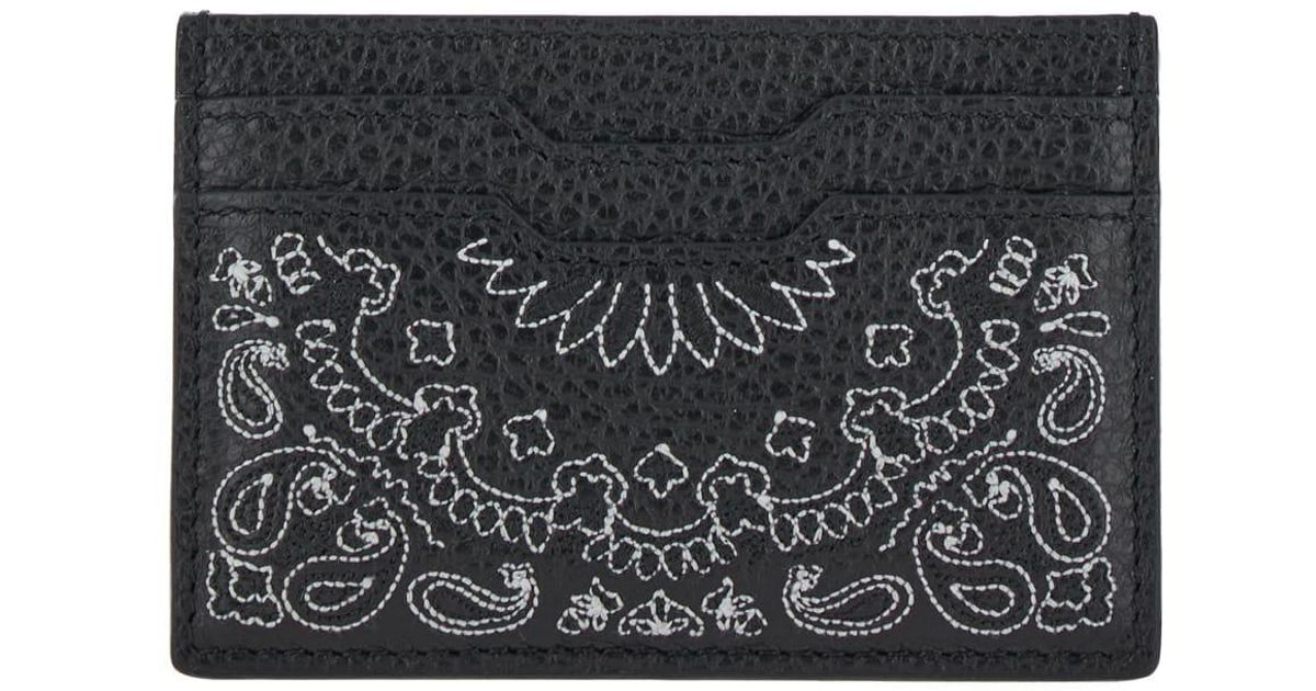 Amiri 'Bandana' Card-Holder With Embroidered Bandana Motif in Gray for ...