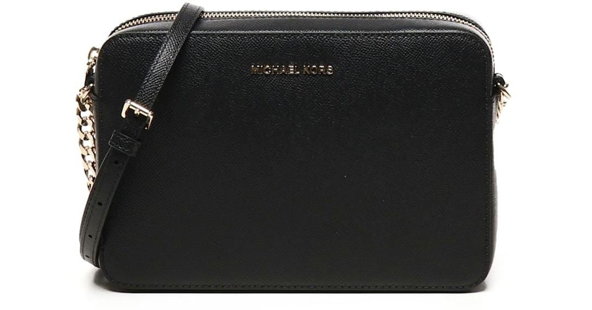 MICHAEL Michael Kors Jet Set Saffiano Leather Shoulder Bag in Black | Lyst