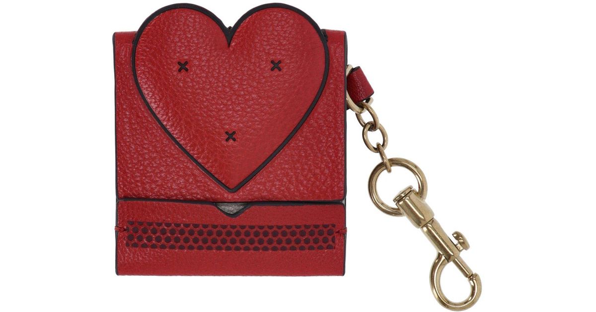Anya Hindmarch Heart Detailed Keyring in Red | Lyst