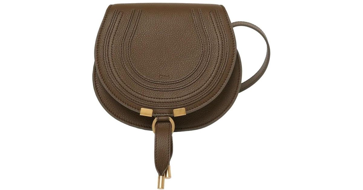 Chloé Dark Khaki Mini Marcie Bag in Brown | Lyst