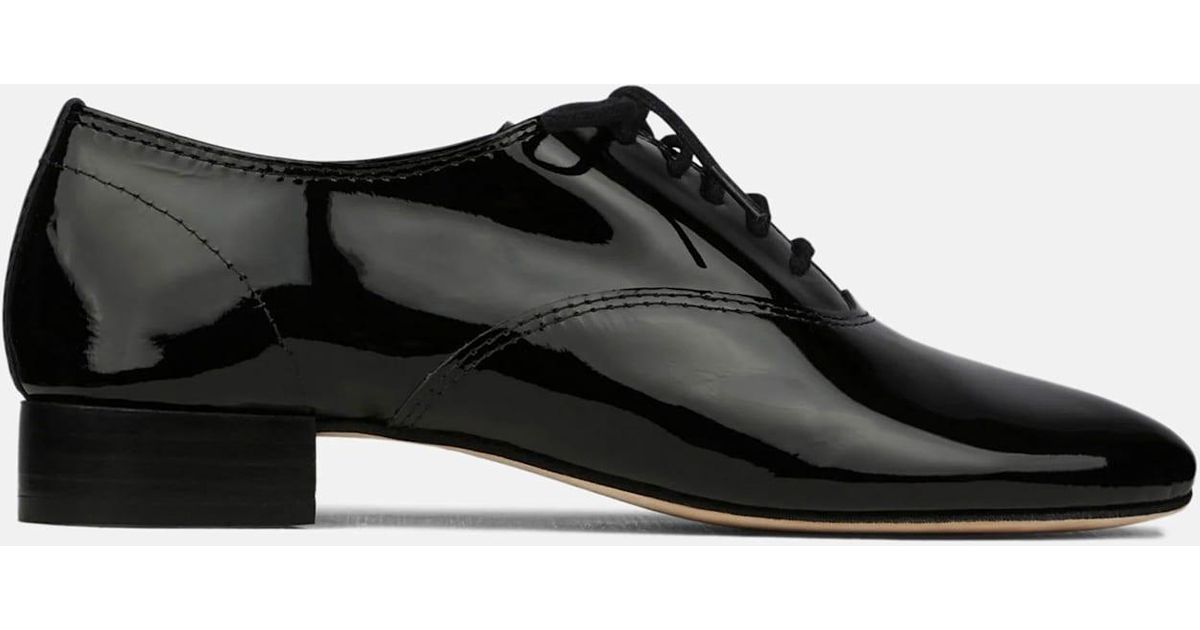 Repetto Leather Pointed Toe Lace-Up Flats in Black | Lyst