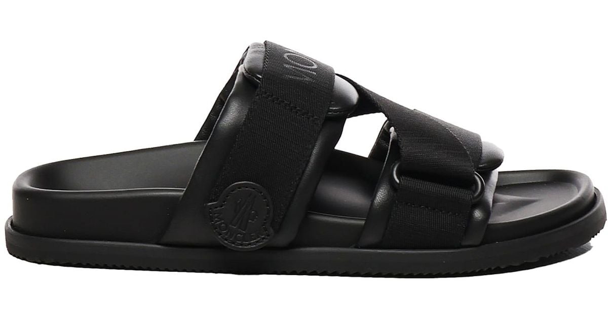 Moncler Slide Mon Summer in Black | Lyst