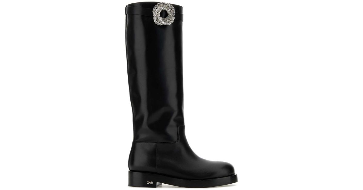 Mach & Mach Leather Galaxy Riding Boots in Black | Lyst