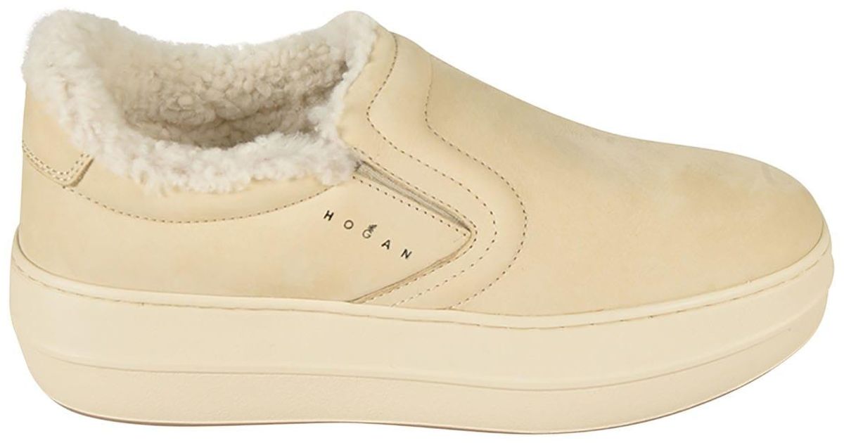 Hogan Logo Slip-On Sneakers in Natural | Lyst