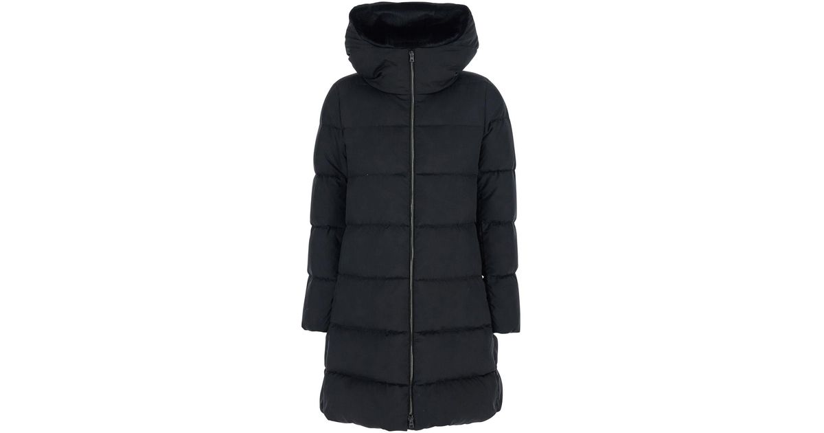 Herno Down Jacket With Fixed Hood And Quilted Design in Blue | Lyst