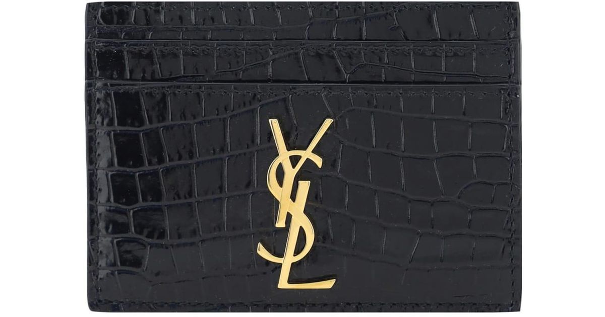 Saint Laurent Ysl Card Holder in Black | Lyst