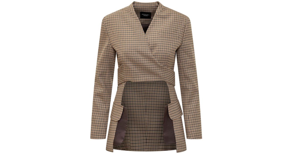 A.W.A.K.E. MODE Collarless Blazer in Brown | Lyst